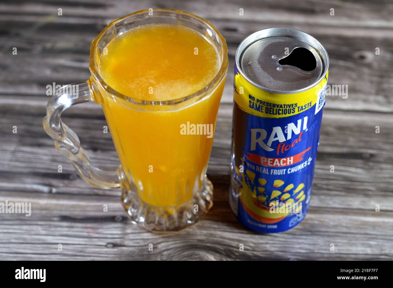 Cairo, Egypt, September 13 2024: Rani float peach fruit drink with real ...
