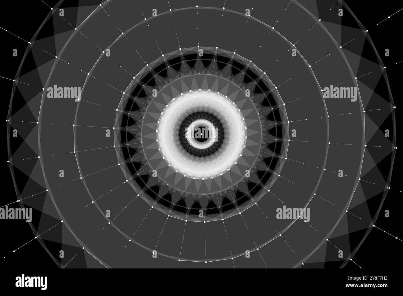 Abstract illustration of spirograph element against black background ...