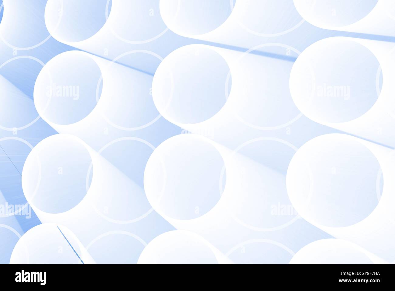 Abstract illustration of 3d circular shapes against blue background ...