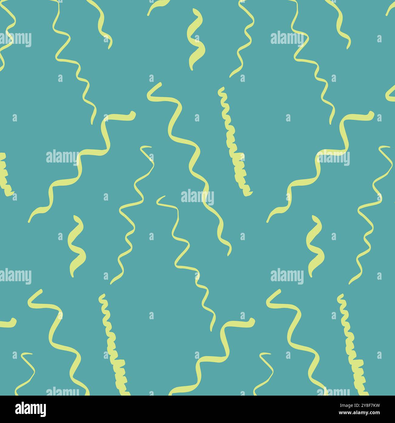 Abstract illustration of yellow wavy lines against green background ...