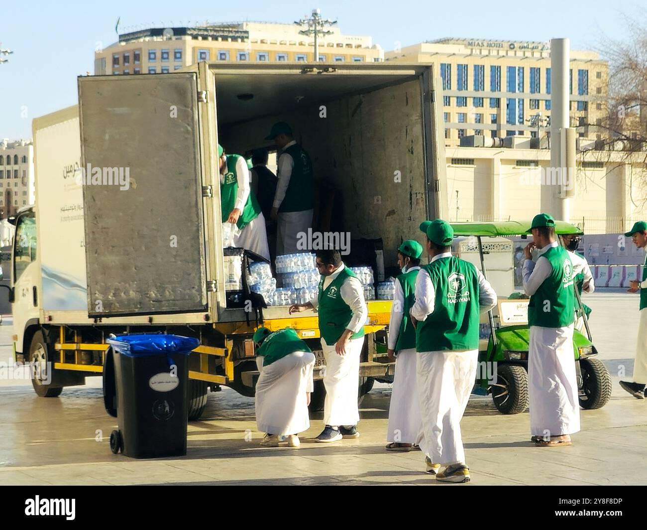 Medina, Saudi Arabia, June 26 2024: Hadiyah charity association truck ...
