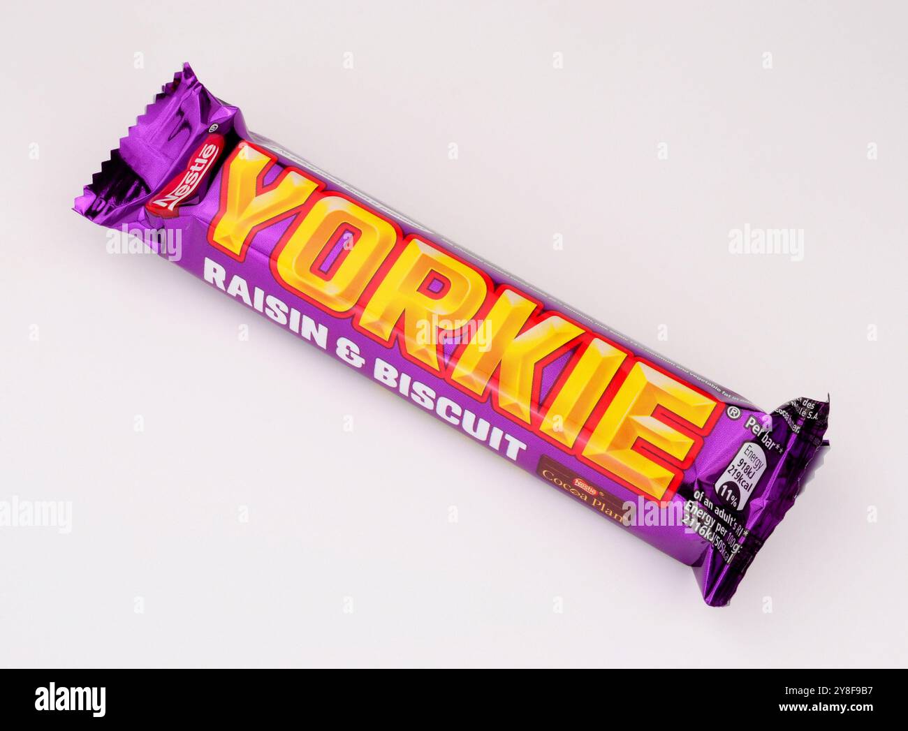 Nestle Yorkie raisin and biscuit milk chocolate bar foil wrapped Stock ...
