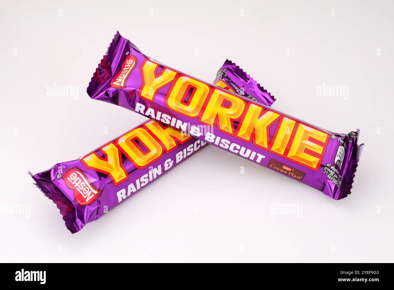Nestle Yorkie raisin and biscuit milk chocolate bar foil wrapped Stock ...