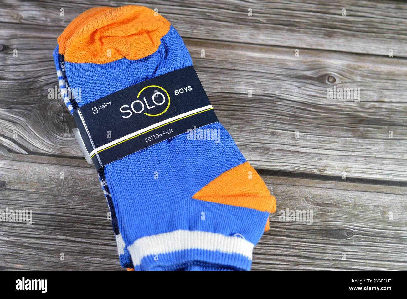 Cairo, Egypt, September 13 2024: Solo boys socks for kids, a sock is a ...