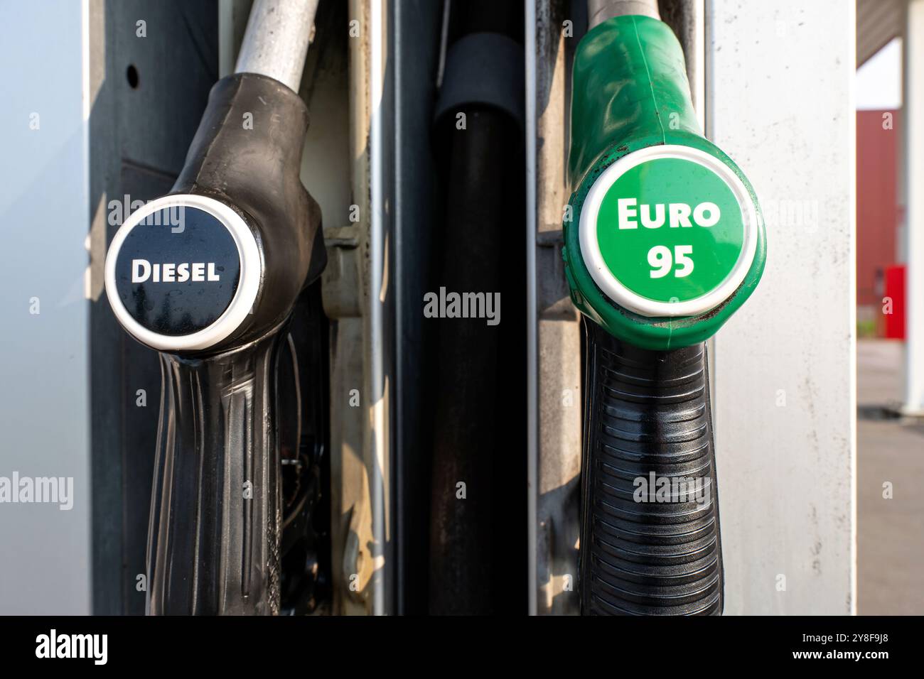 Diesel and Euro 95 gas pump Stock Photo - Alamy