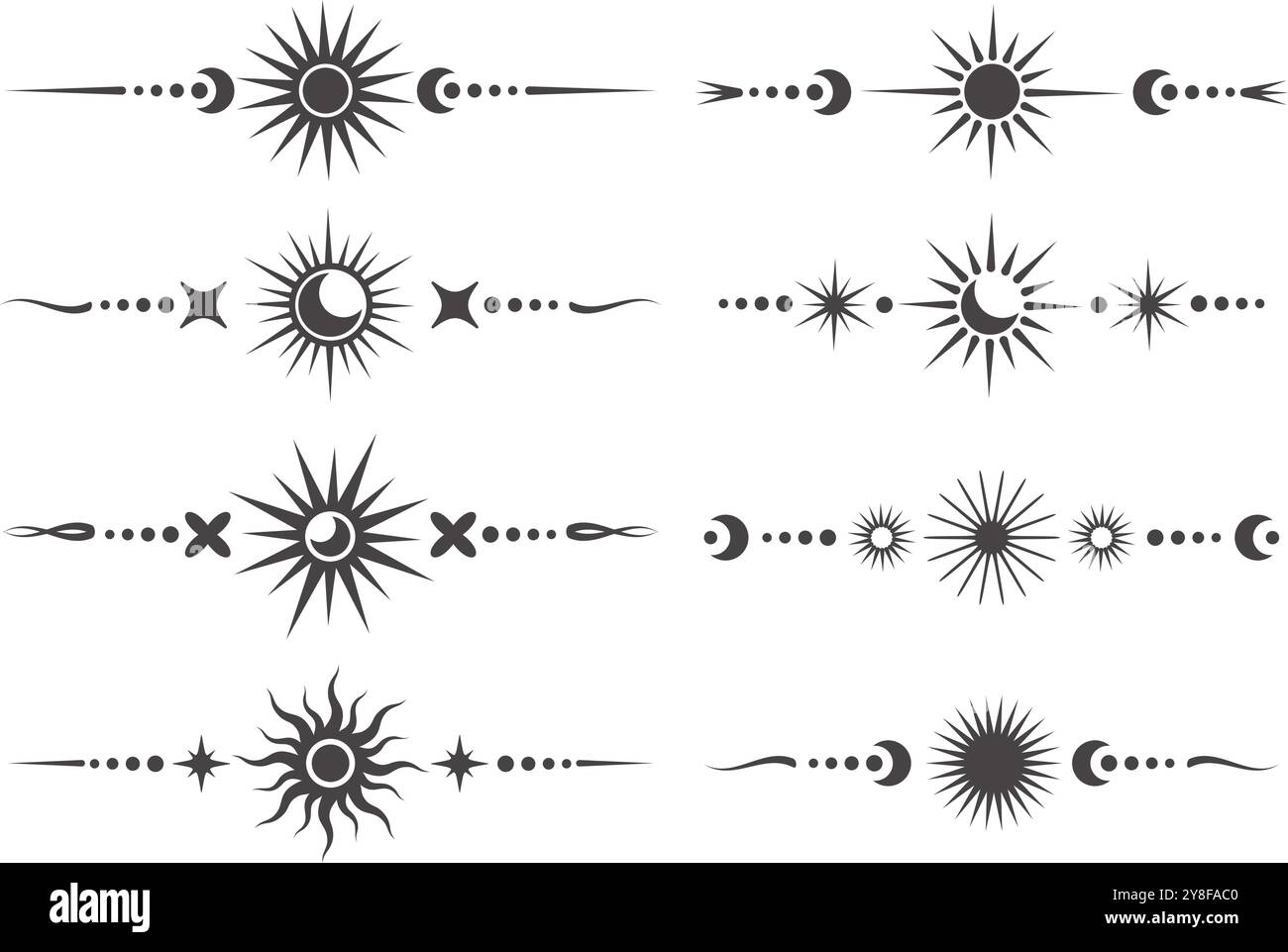 Celestial border with magic moon and mystic stars. Spiritual frame with fantasy elements. Vector ...