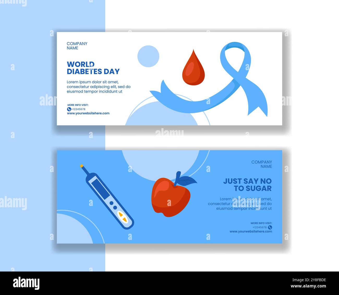 Diabetes Health Awareness Horizontal Banner Flat Cartoon Template