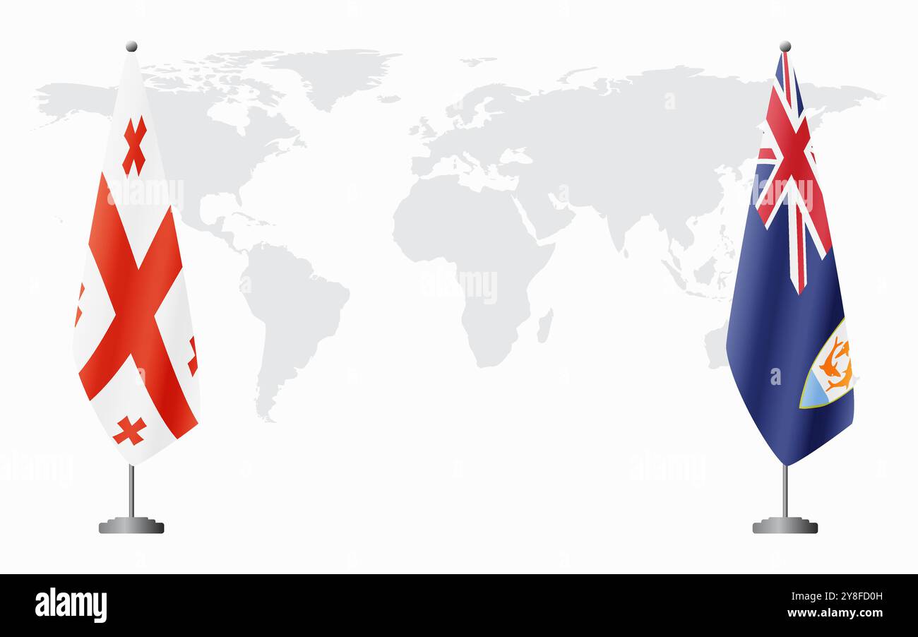 Georgia and Anguilla flags for official meeting against background of ...