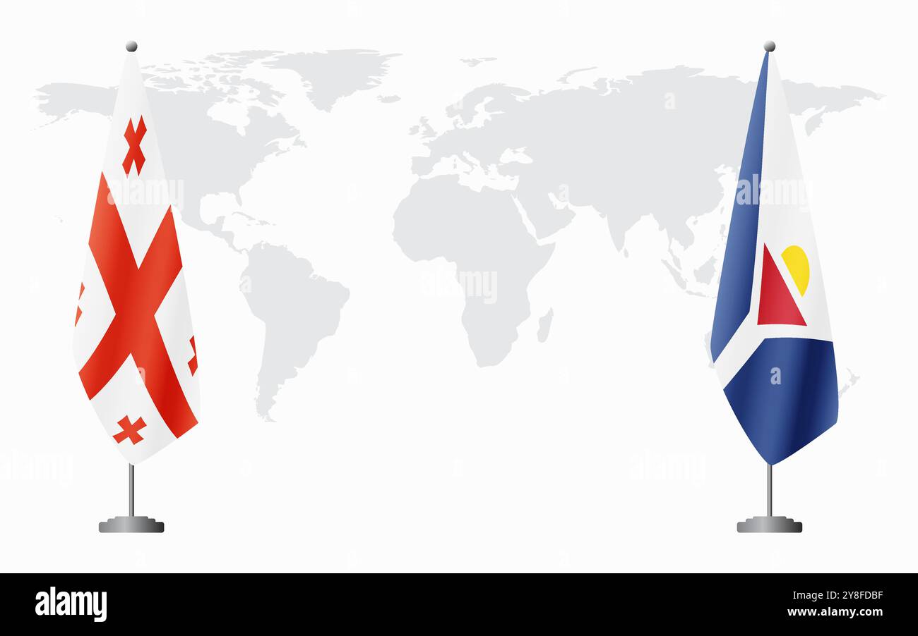 Georgia and Saint Martin flags for official meeting against background ...