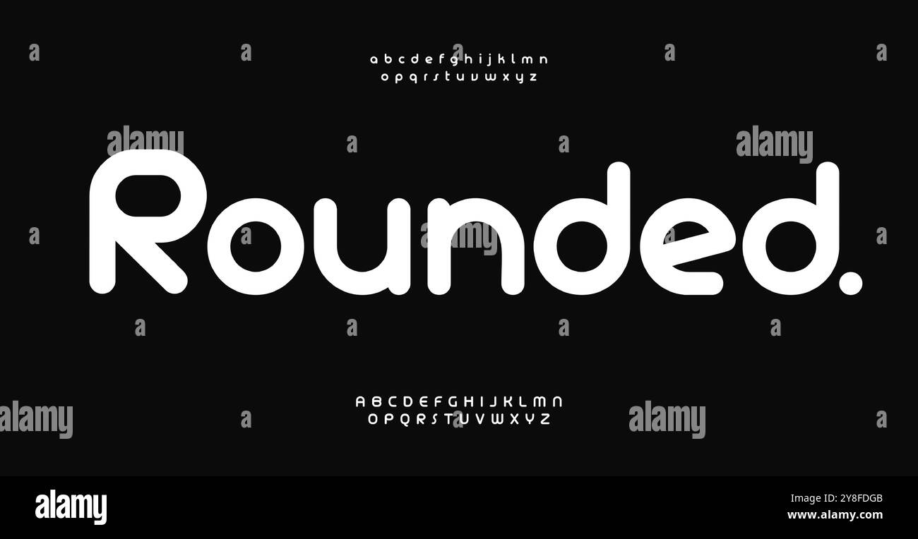 Rounded sans serif font, minimalistic geometric letters, softened sleek ...