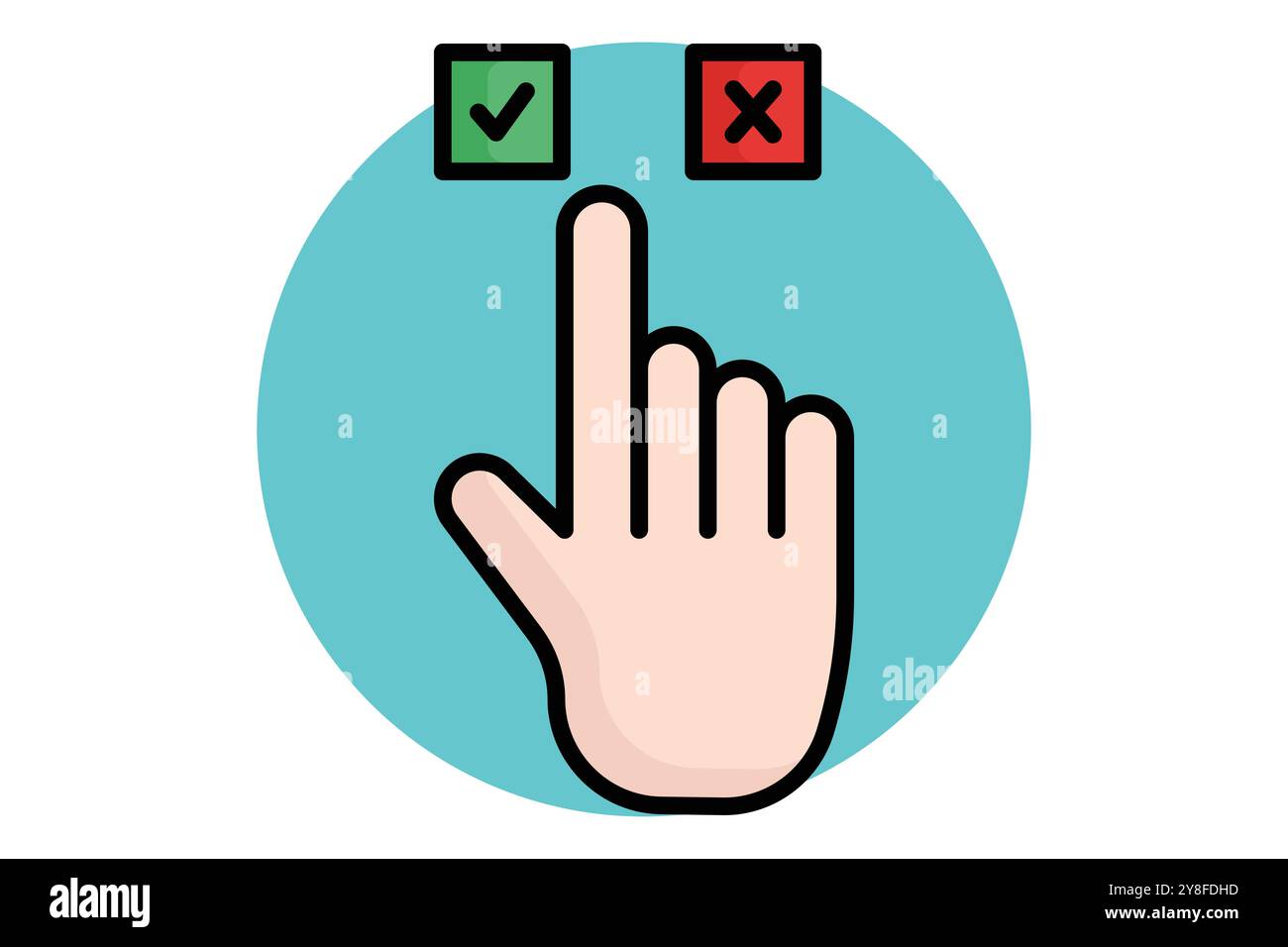 Choices colored outline icon. hand touch with cross mark. icon related ...