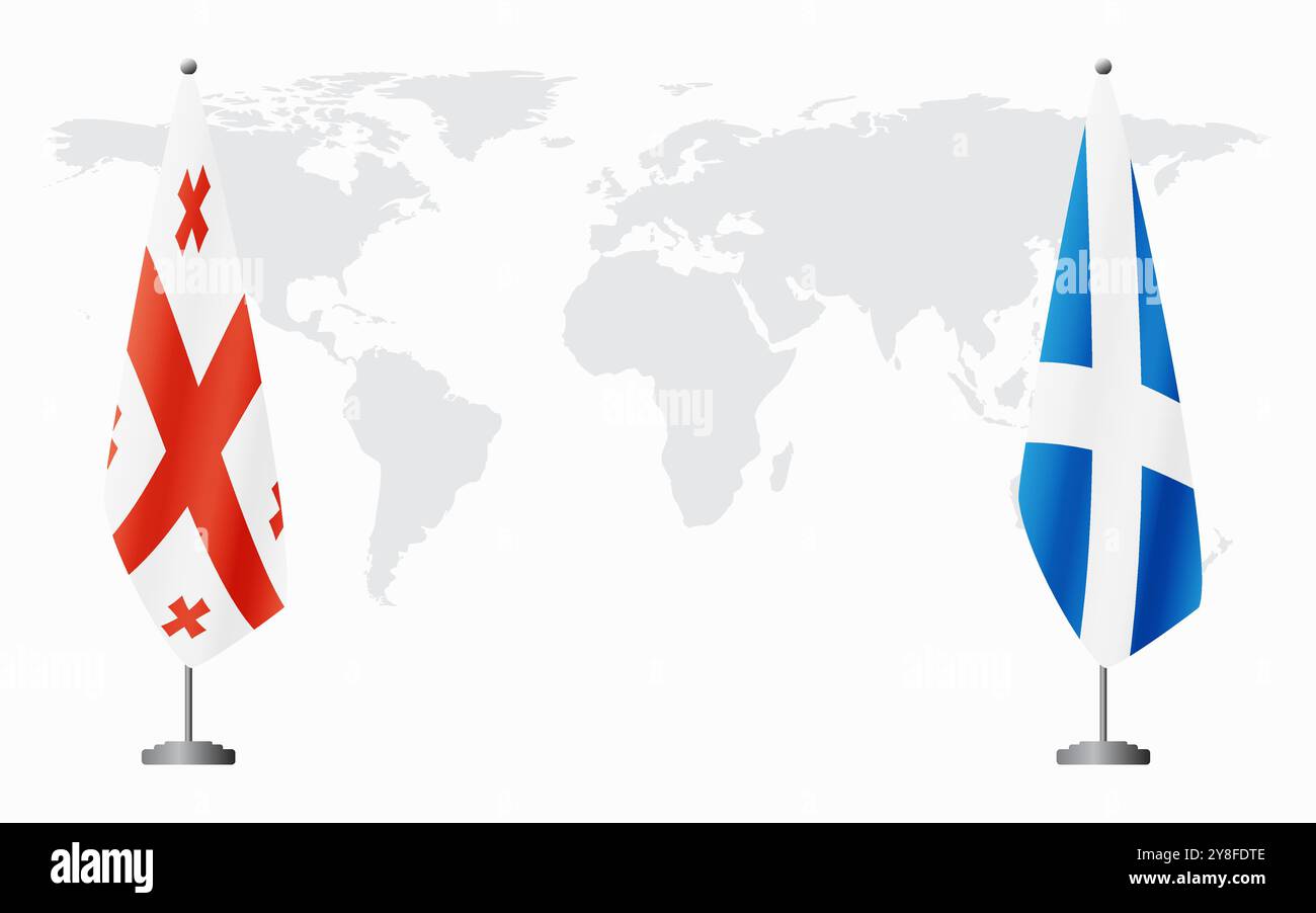 Georgia and Scotland flags for official meeting against background of ...