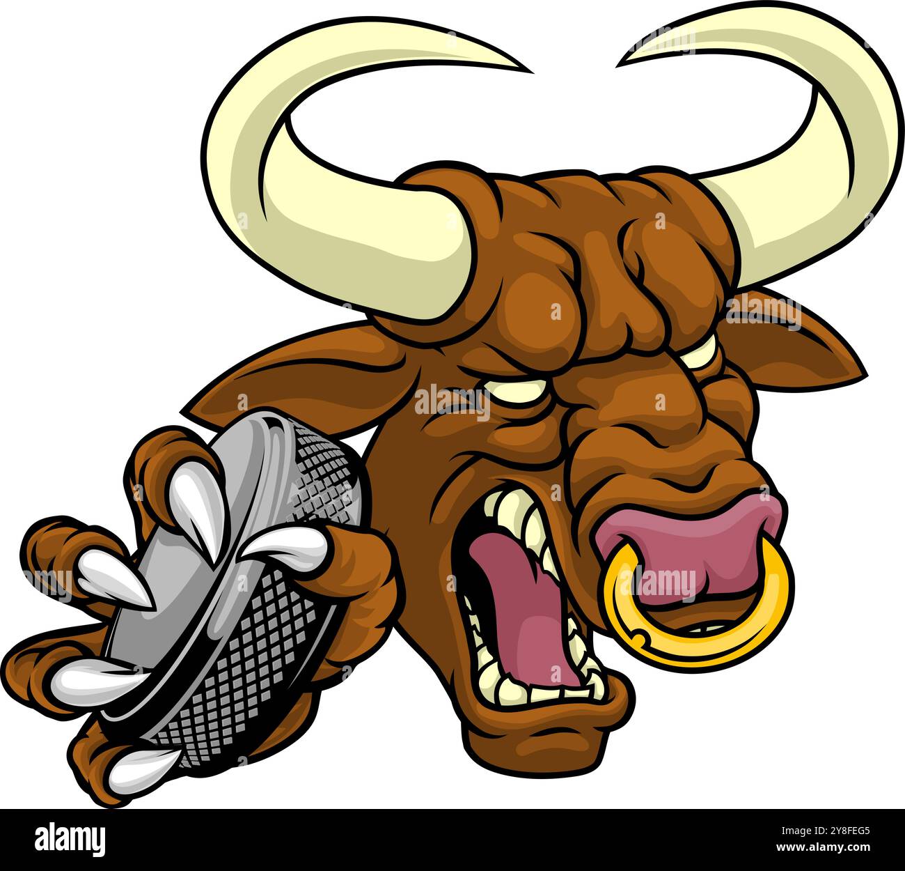 Bull Minotaur Longhorn Cow Ice Hockey Mascot Stock Vector Image & Art ...