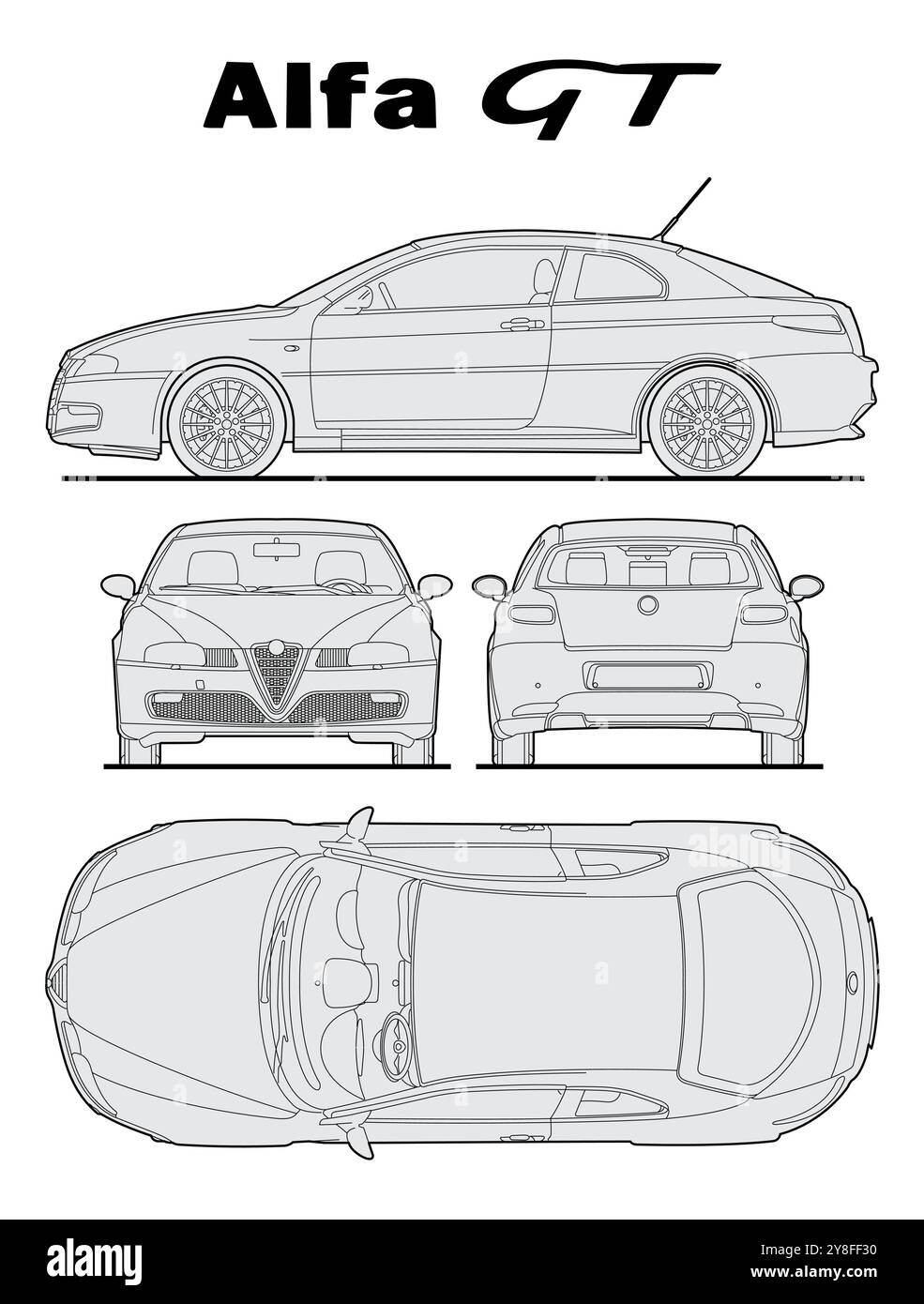 Alfa Romeo GT car blueprint Stock Vector Image & Art - Alamy