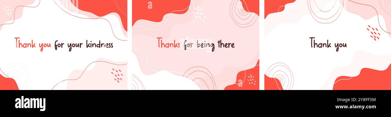 Thank You cards set. Art modern, abstract geometric shapes and line ...