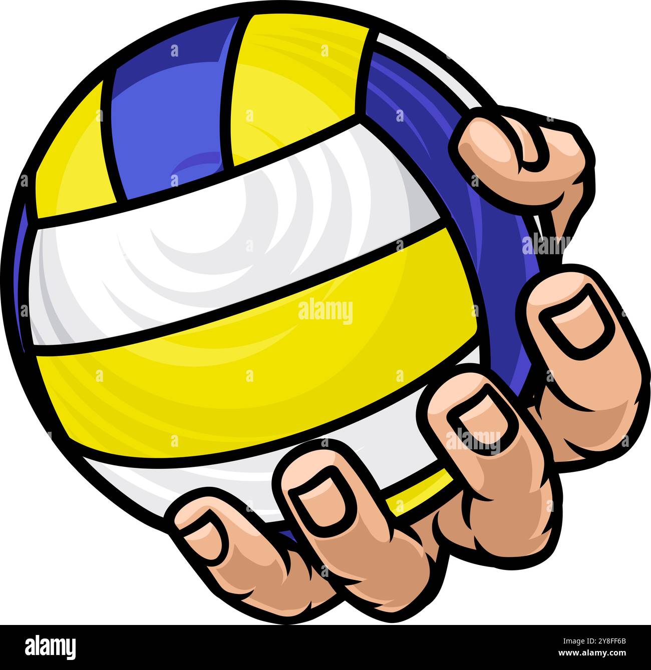 Mascot Person Hand Fist Holding Volleyball Ball Stock Vector Image ...