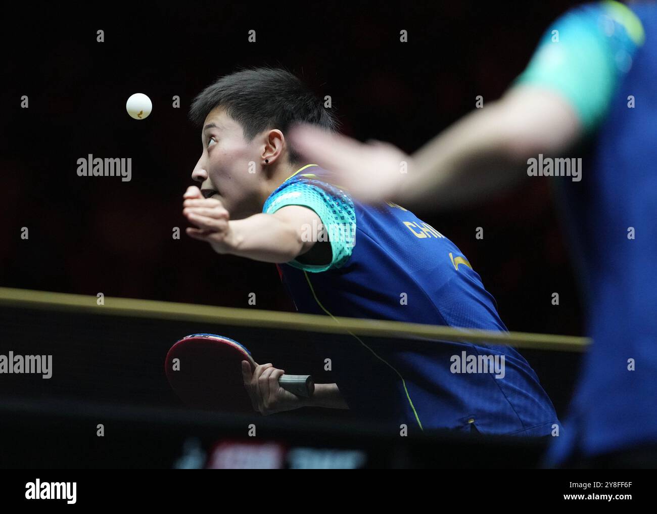 Beijing, China. 5th Oct, 2024. Fan Siqi serves during the women's ...