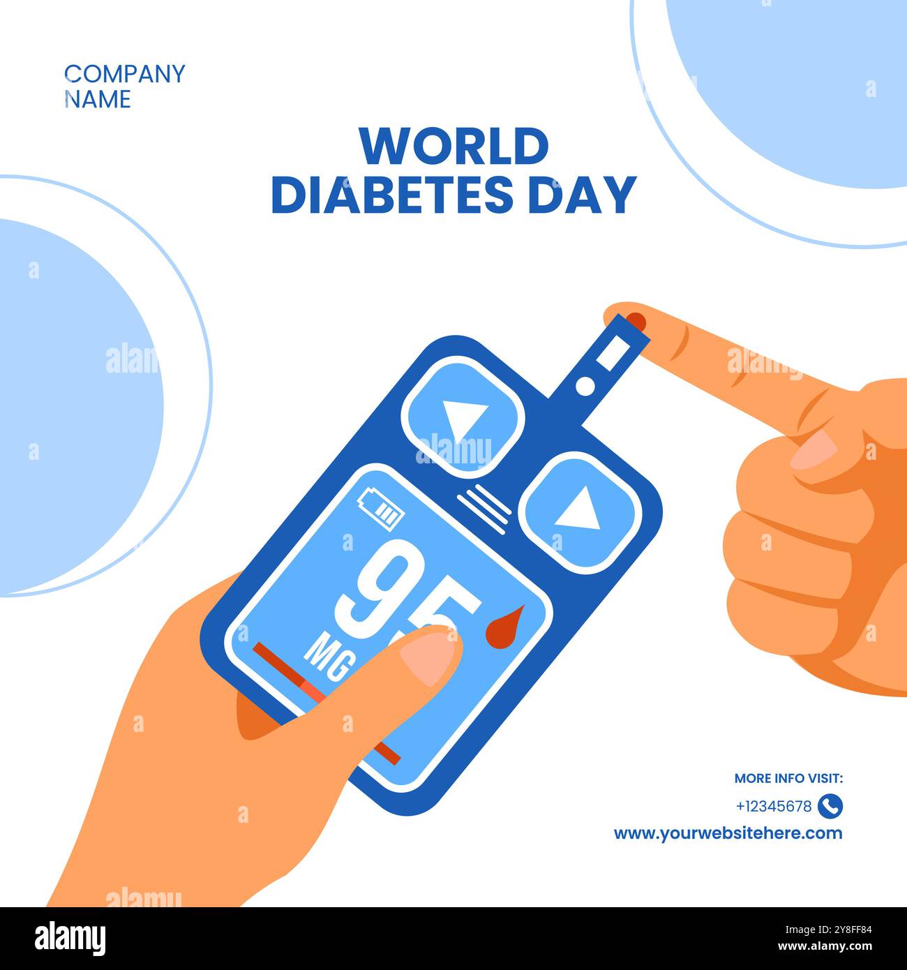 World Diabetes Awareness Social Media Background Flat Cartoon Style ...