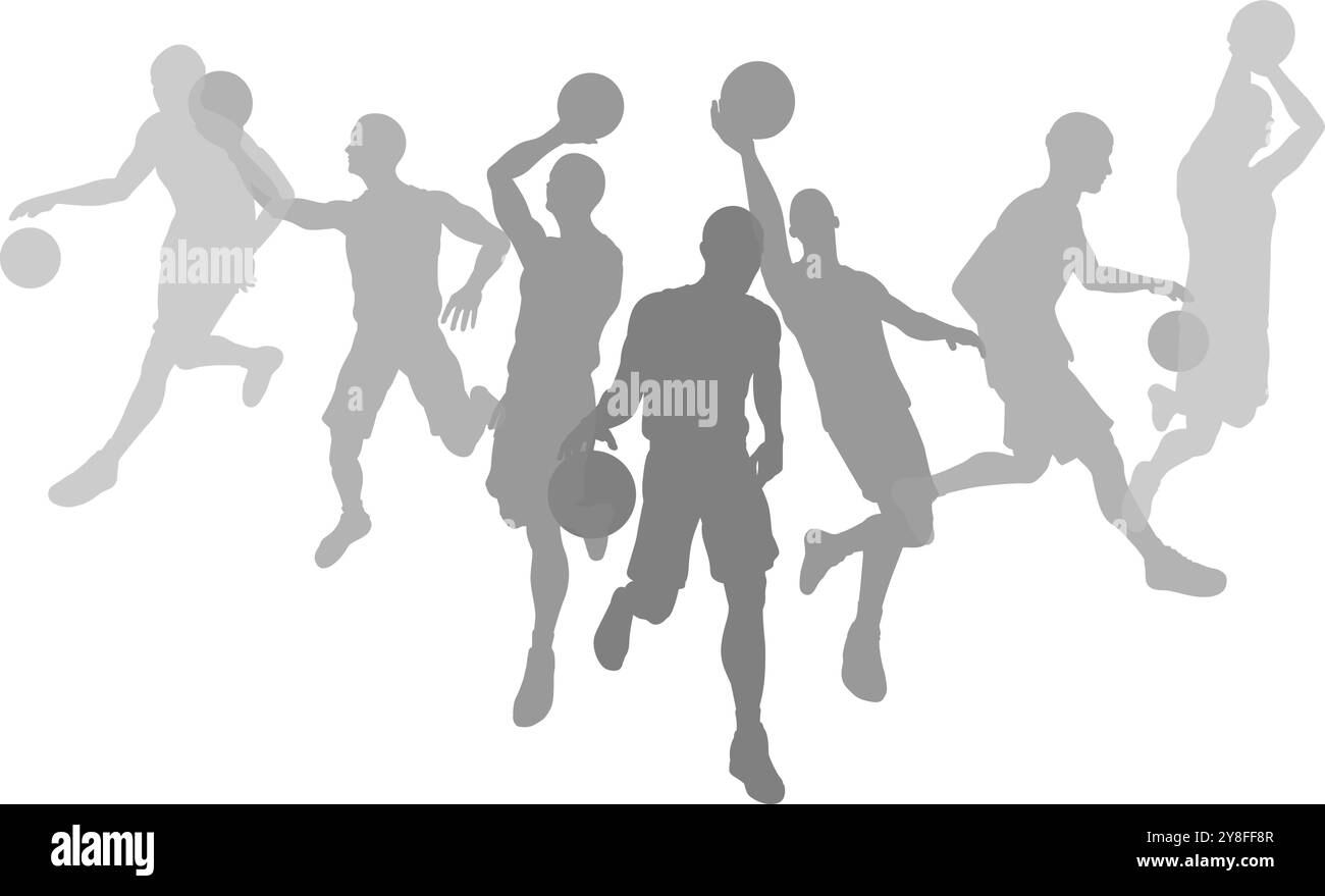 Basketball Silhouette Players Player Silhouettes Stock Vector Image ...