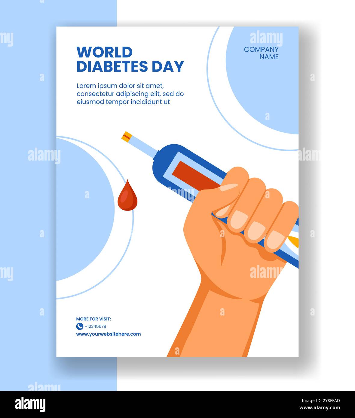 Diabetes Prevention Vertical Poster Template Flat Cartoon Hand-Drawn ...