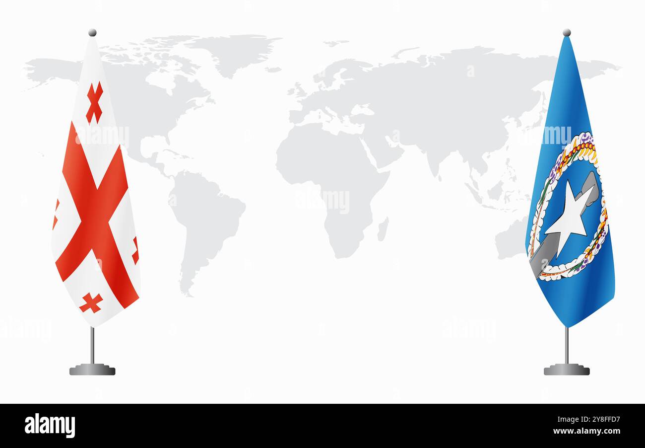 Georgia and Northern Mariana Islands flags for official meeting against ...