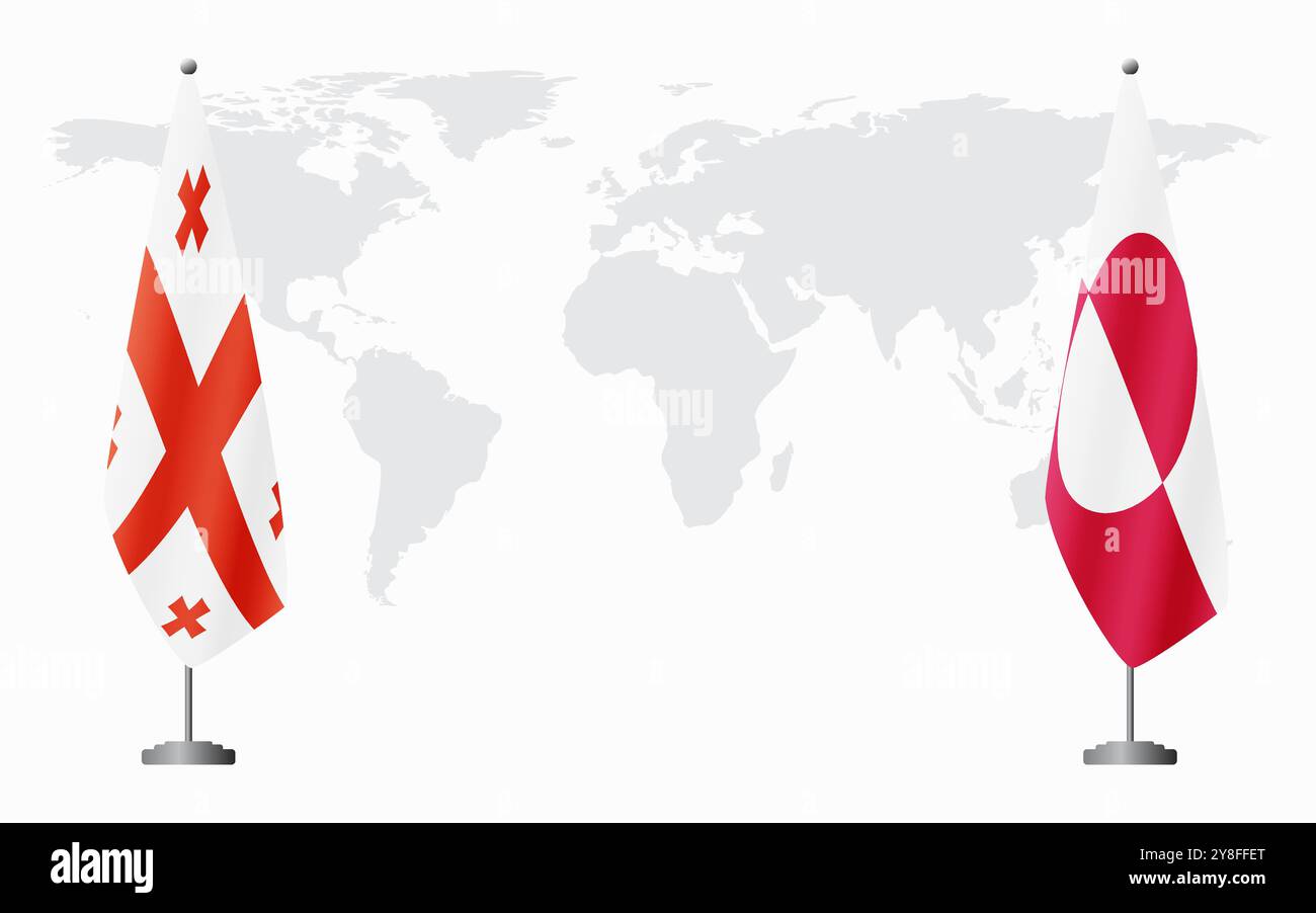 Georgia and Greenland flags for official meeting against background of ...