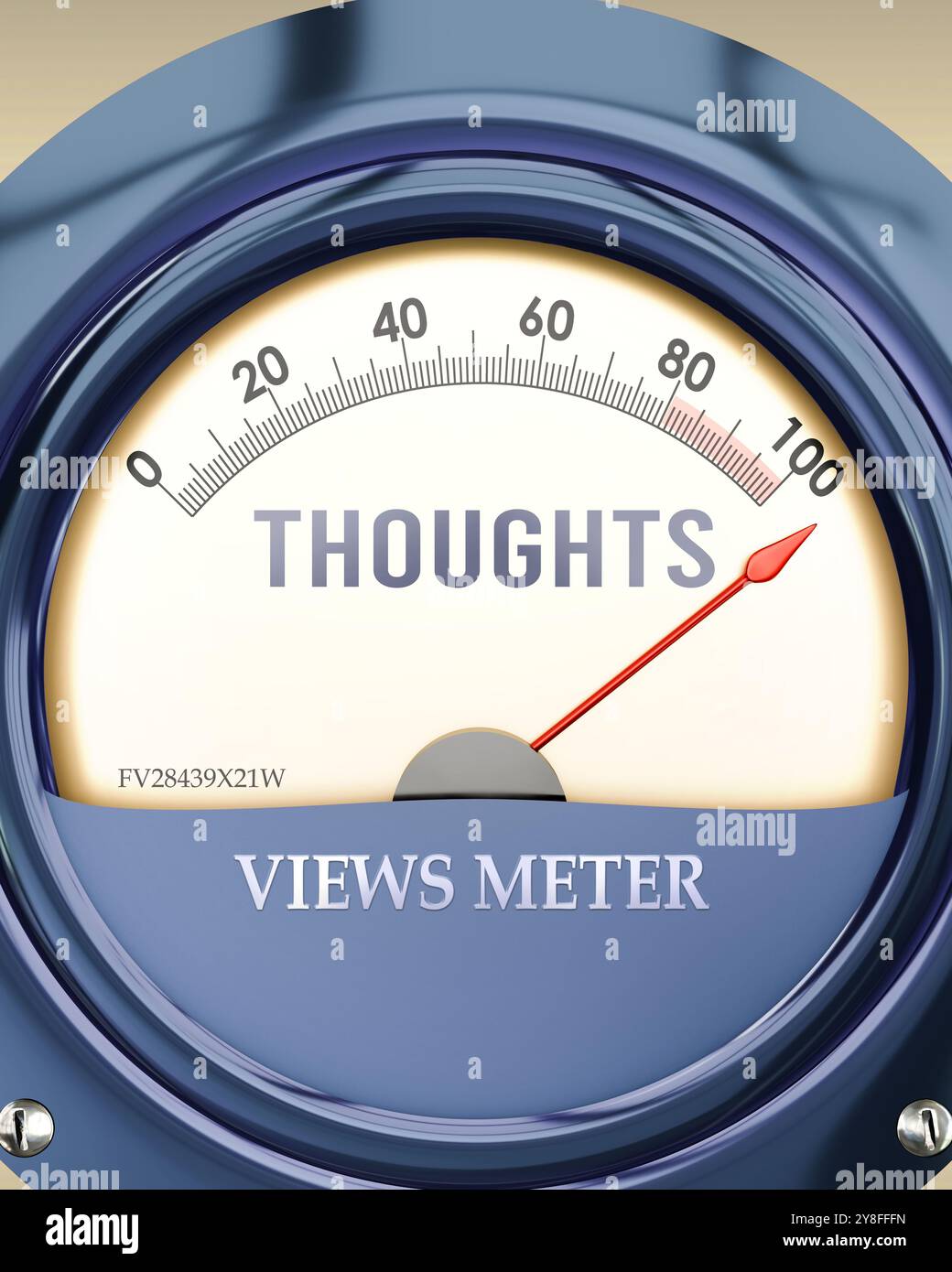 Thoughts and Views Meter that is hitting a full scale, showing a very ...
