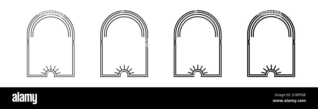 Black arches with sun ornament and patterns. Arches for interior with ...