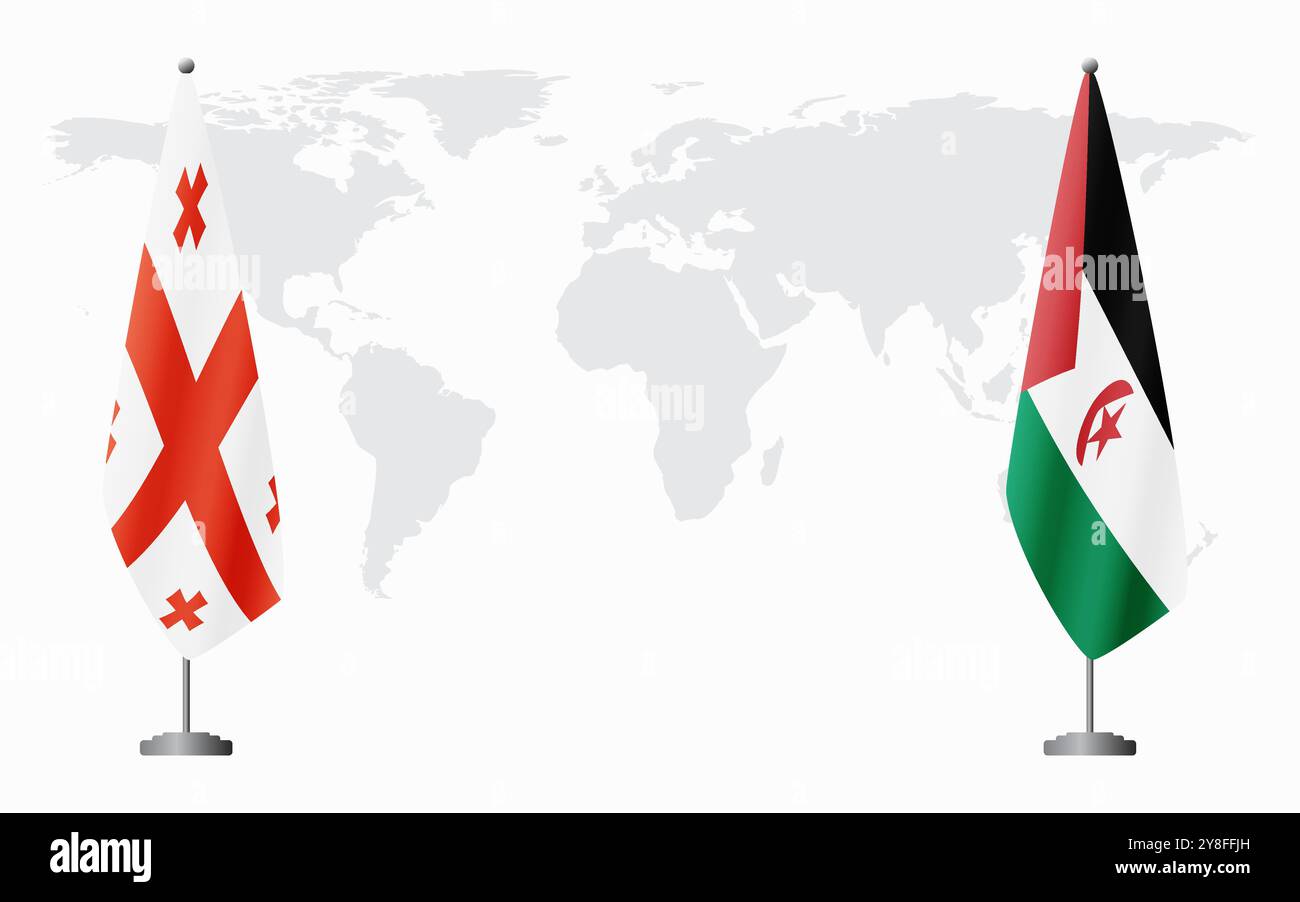 Georgia and Sahrawi Arab Democratic Republic flags for official meeting ...