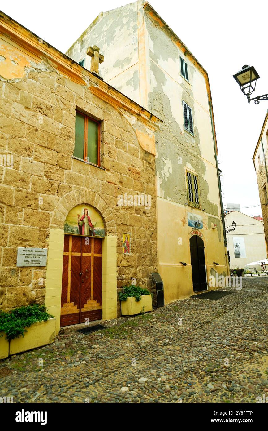 Historic center of Alghero, Sardinia. Italy Stock Photo - Alamy
