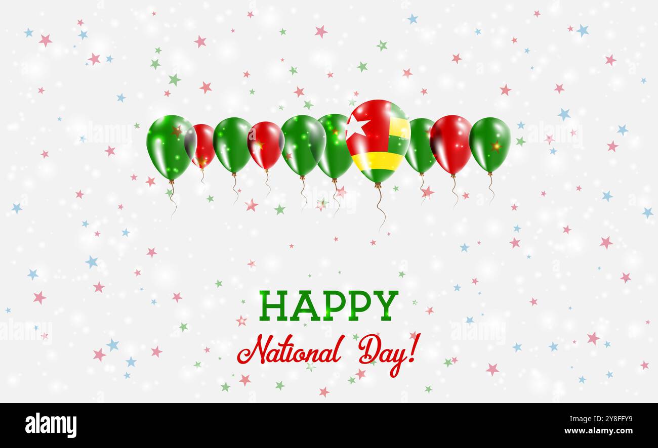 Togo Independence Day Sparkling Patriotic Poster. Row of Balloons in ...