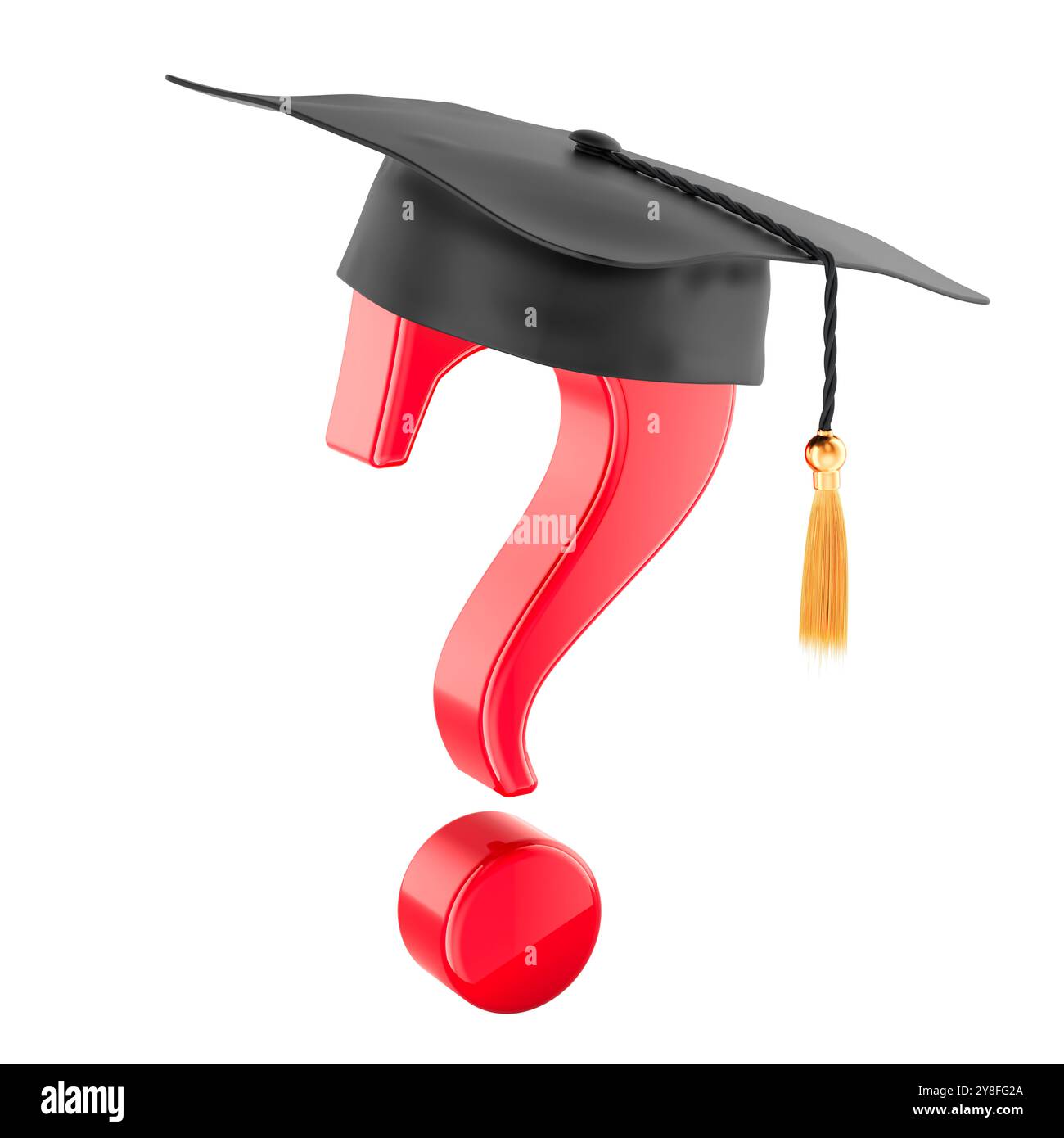 Question mark with graduation hat, 3D rendering Stock Photo - Alamy