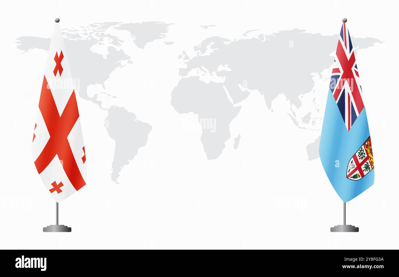 Georgia and Fiji flags for official meeting against background of world ...
