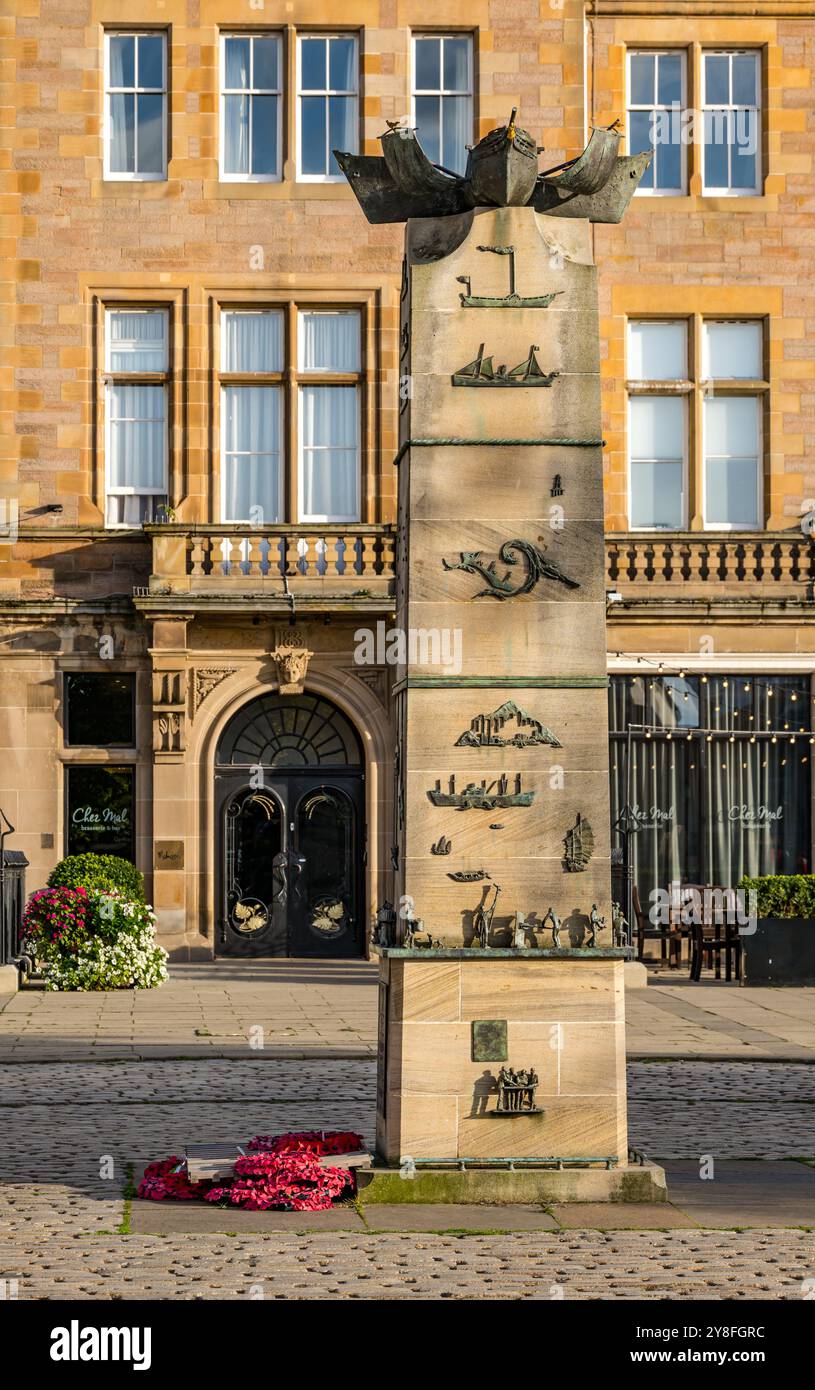 Scottish Merchant Navy memorial outside Malmaison Hotel, Tower Place ...