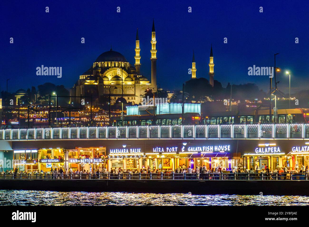 Turkiye. Istanbul. A night view of Suleiman or Suleymaniye Mosque and ...