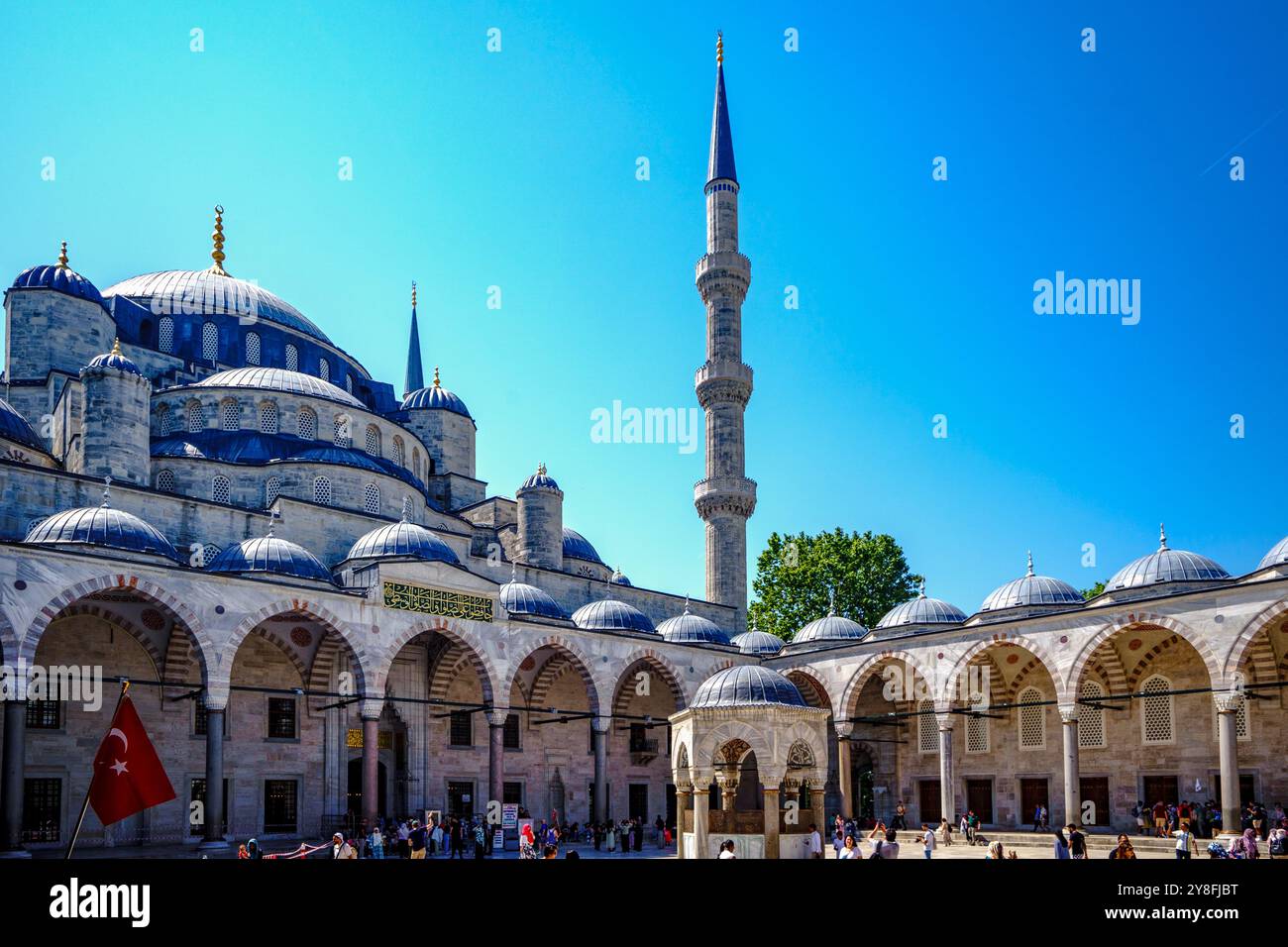 Turkiye. Istanbul. The facade, the dome and its minarets of the Sultan ...