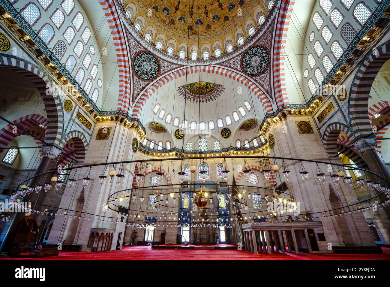 Turkiye. Istanbul. The stunning interior of the Suleymaniye Mosque in ...