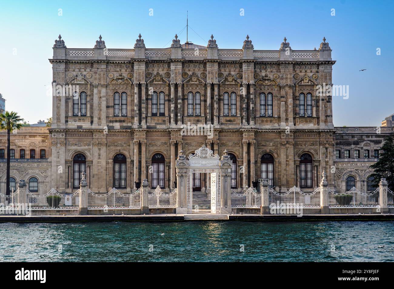 Turkiye. Istanbul. The facade and entrance of the Dolmabahce Palace on ...