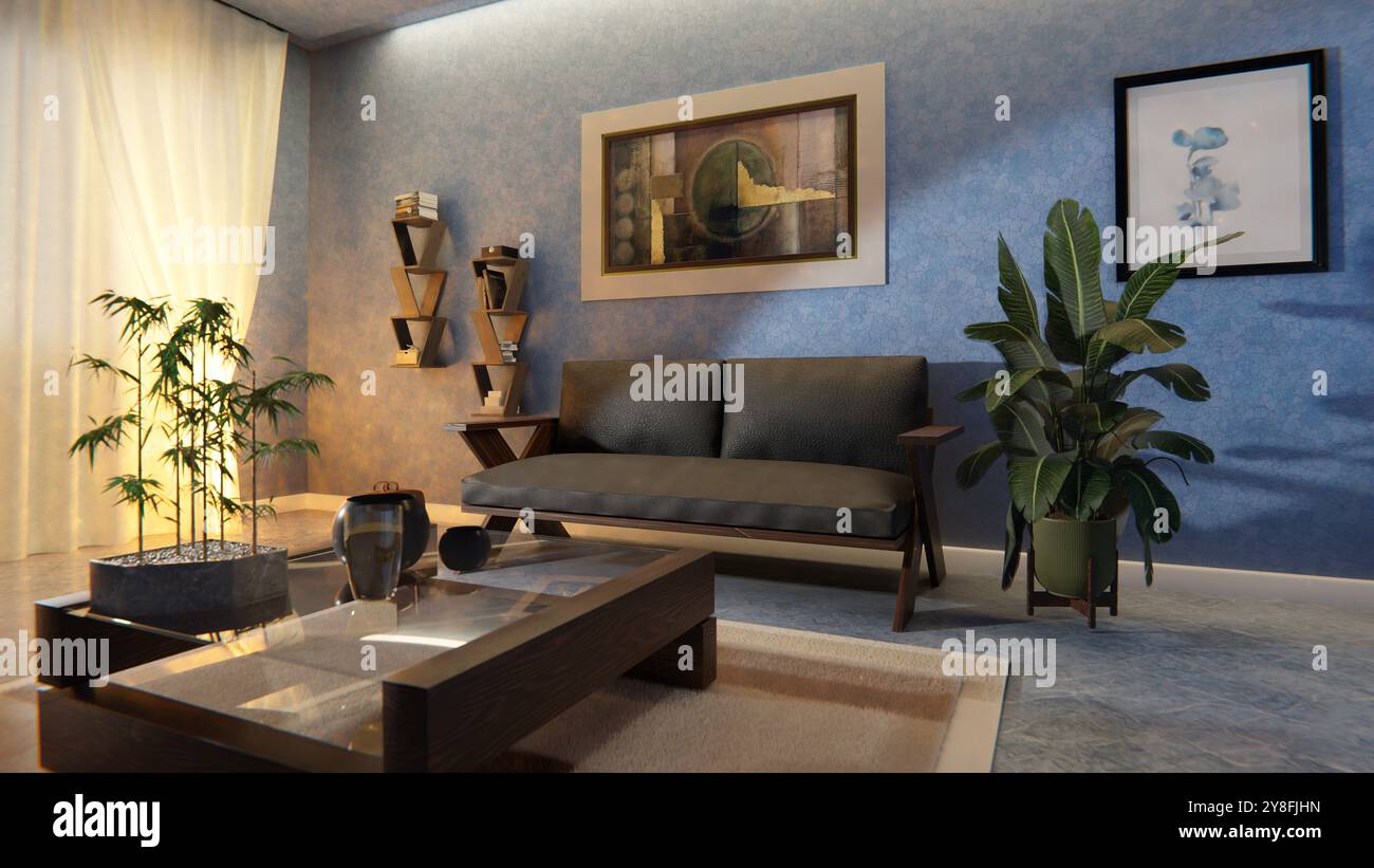 Internal Rendering - Living Room A Stock Photo - Alamy