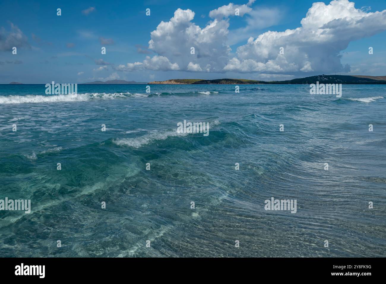 The raging sea under a dramatic sky, Is Arenas Biancas, Sardinia, Italy ...
