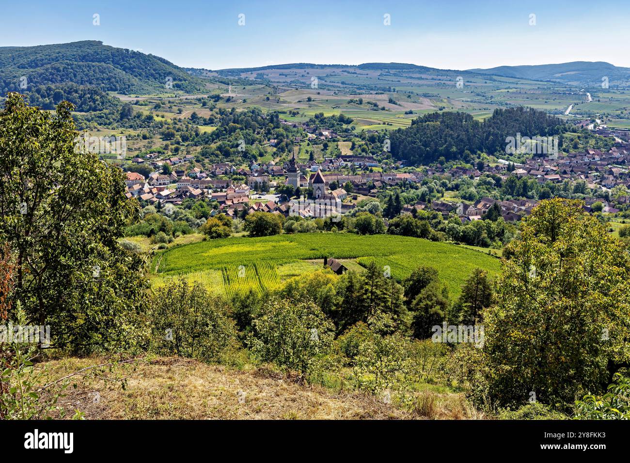 The evangelic Church of Saschiz in Romania Stock Photo - Alamy