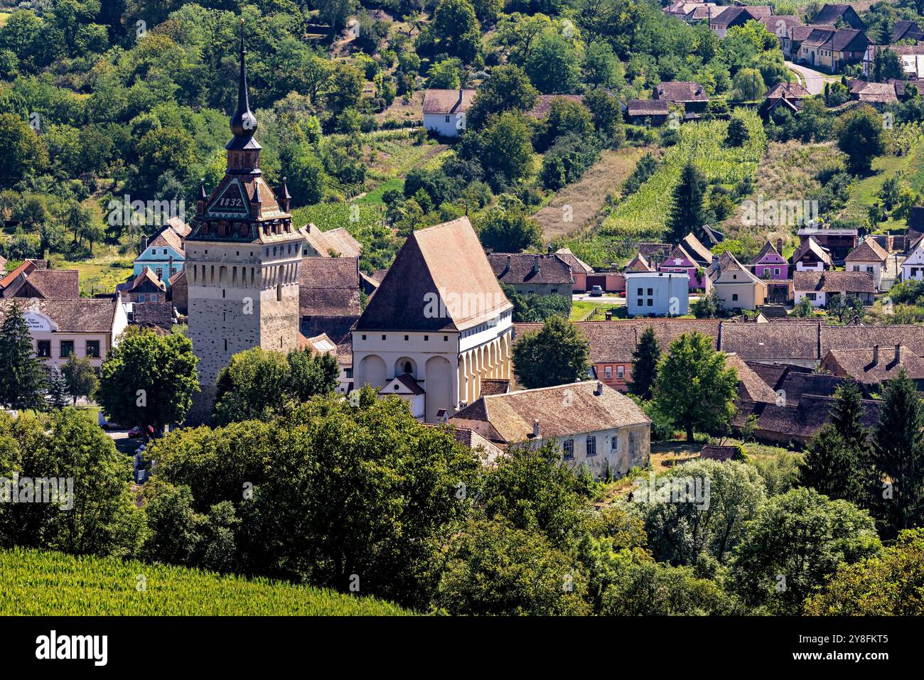The evangelic Church of Saschiz in Romania Stock Photo - Alamy