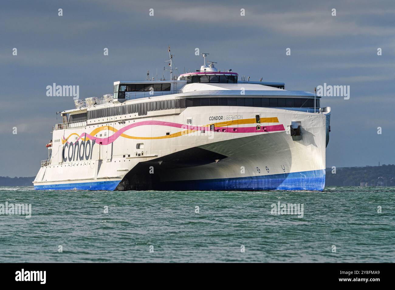 The trimaran Condor Liberation operates a high-speed ferry link between ...