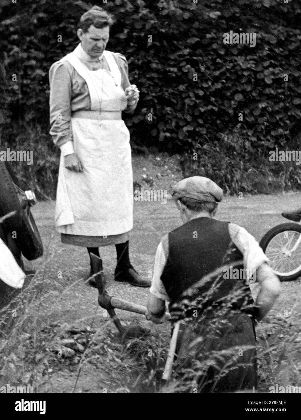 Star / Director WILL HAY (in nurse's uniform) on set location candid ...