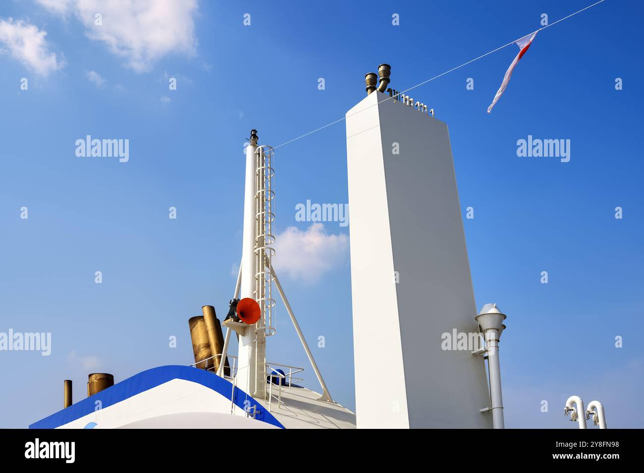 Detail view of the Liquified Natural Gas (LNG) exhausts on the E-Flexer ...