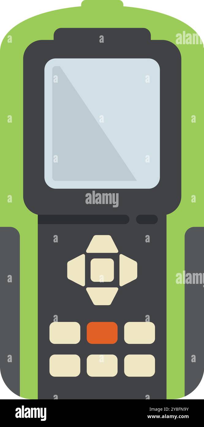 Green gps navigator is showing a map with buttons for control on a ...