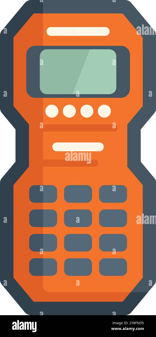 Orange price gun featuring a display screen and a keyboard, simplifying ...