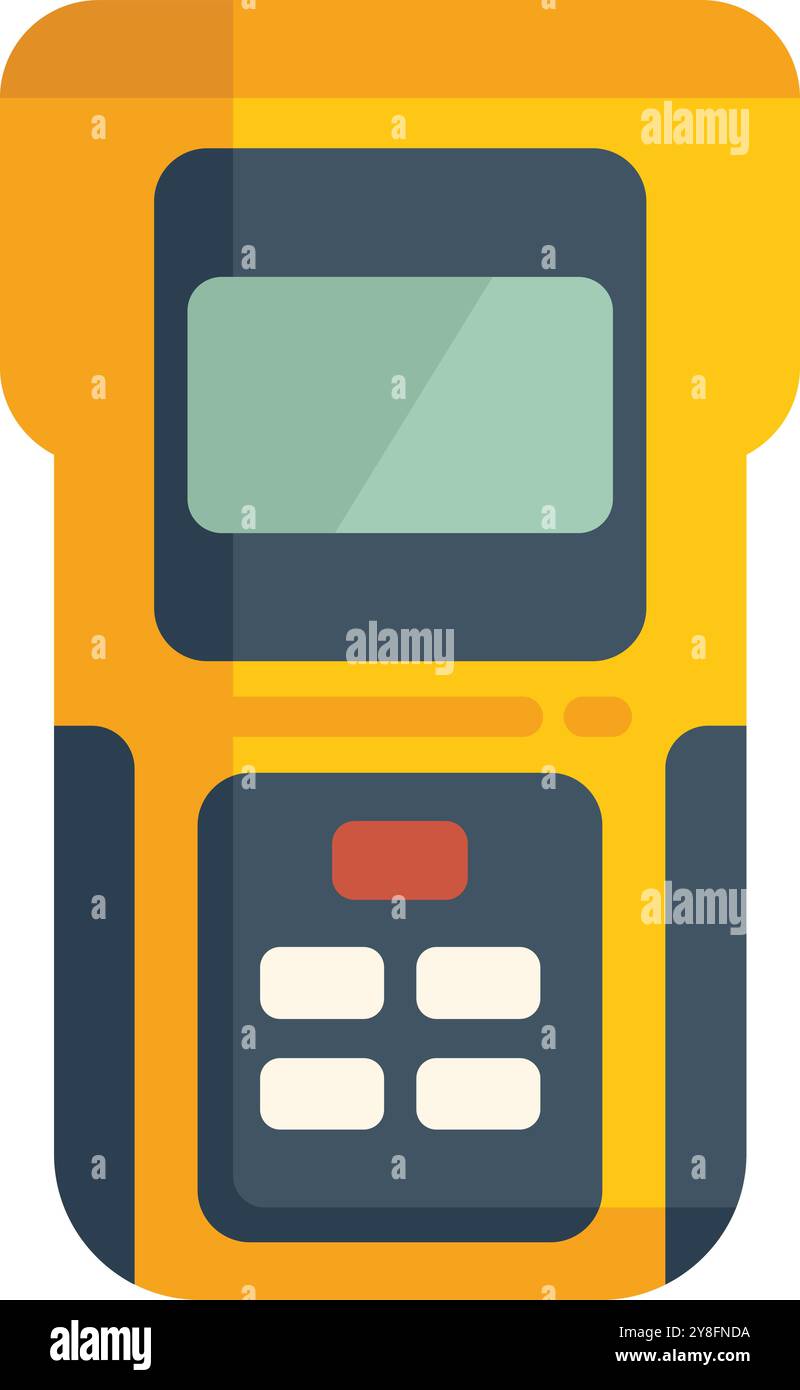 Yellow multimeter showing measurement results on a white background ...