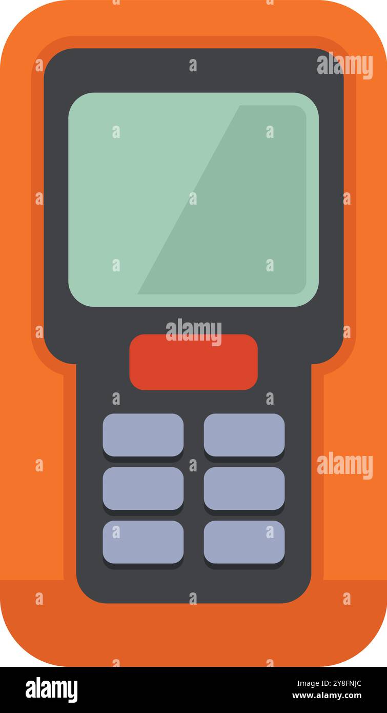 Orange inventory scanner with blank screen showing modern design is ...