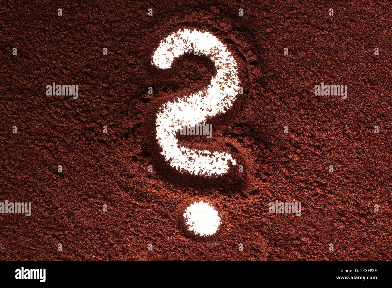 question mark symbol, painted in brown coffee powder Stock Photo - Alamy